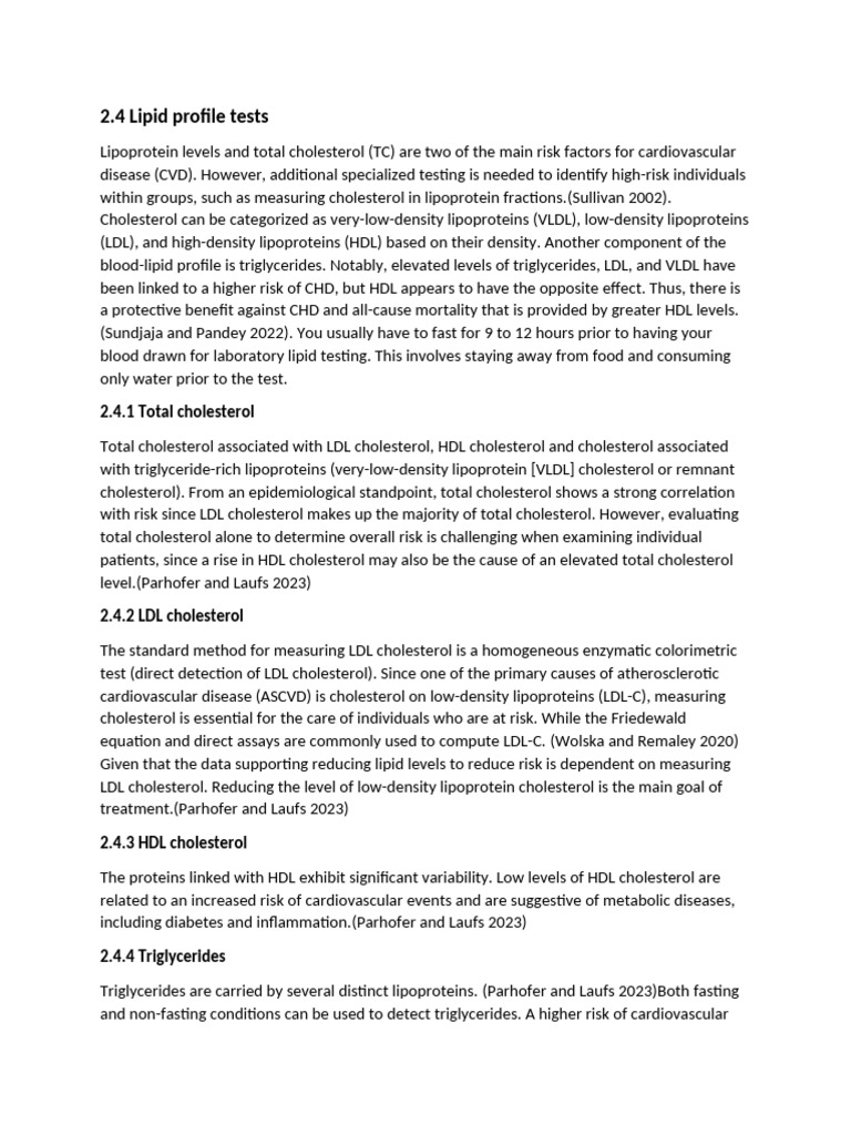 Lipid profile tests | PDF | Low Density Lipoprotein | Cholesterol