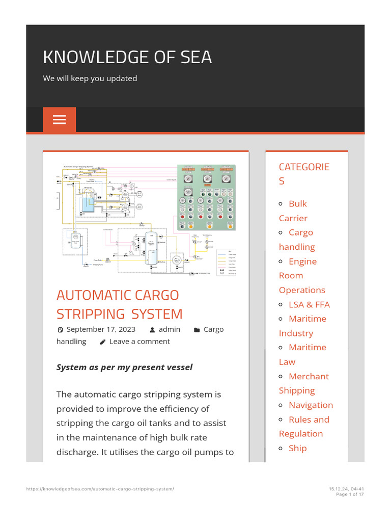 Automatic Cargo Stripping System - Knowledge of Sea | PDF | Pump | Valve