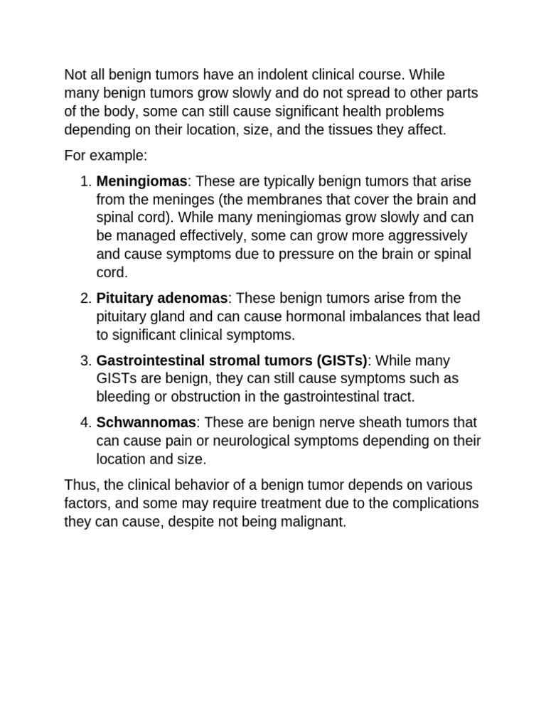 Understanding Benign Tumors' Risks | PDF