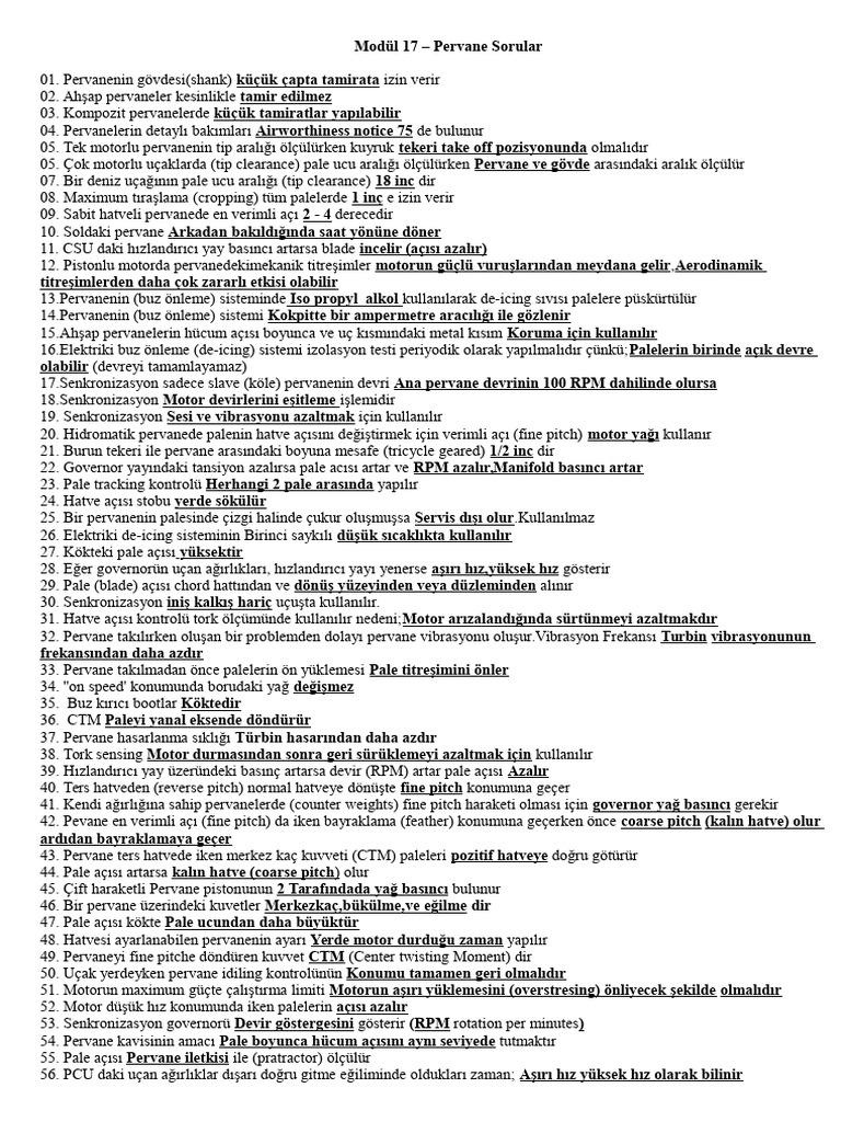 Modul 17 Pervane Soru Cevap | PDF