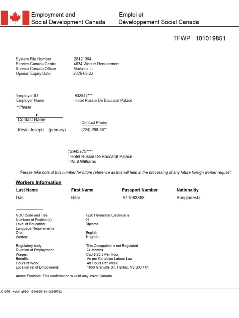 Electrician LMIA Approval | PDF | Employment | Foreign Worker