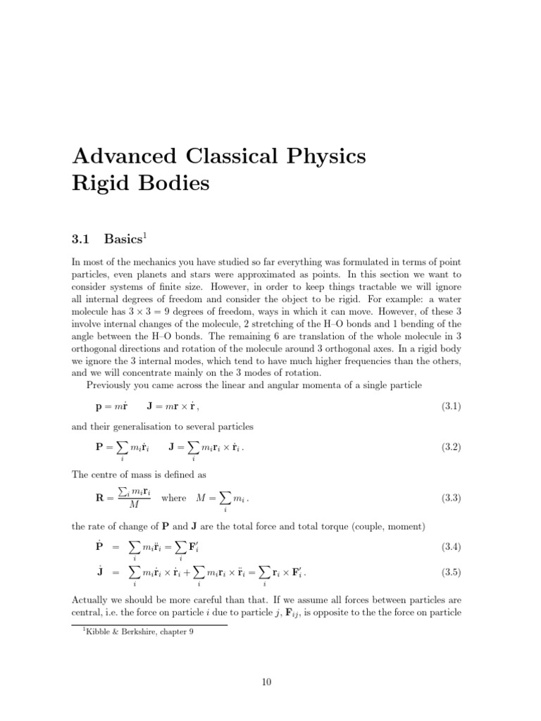 RigidBodies mechanics physics | PDF | Rotation Around A Fixed Axis | Rotation