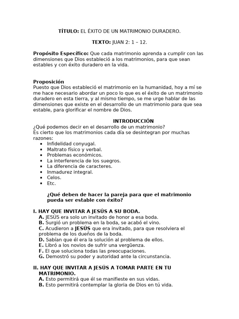 El Éxito de Un Matrimonio Duradero | PDF | Matrimonio | Jesús