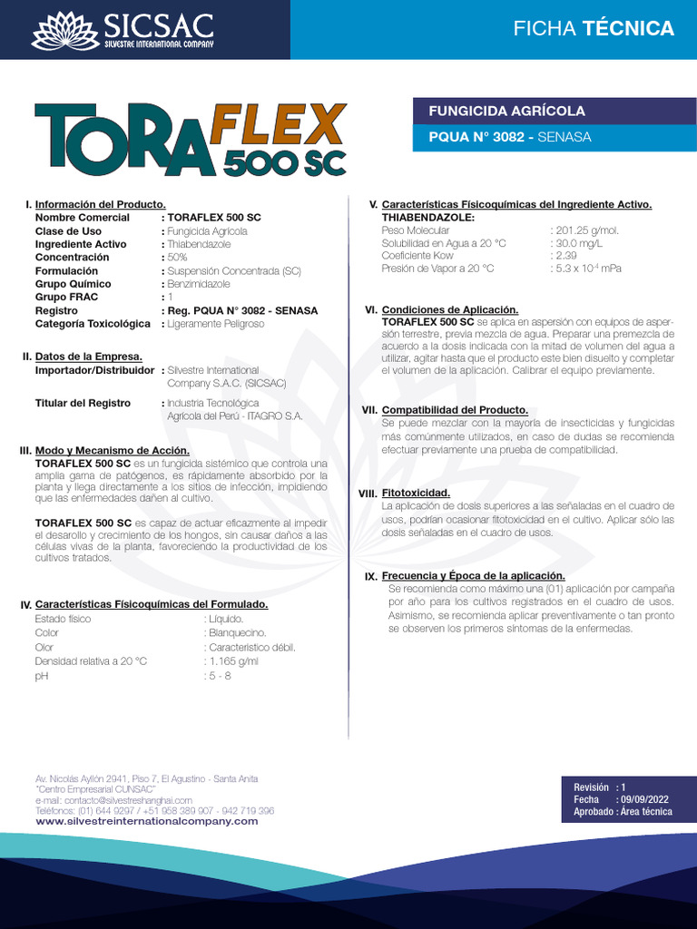 Ficha Técnica de Toraflex 500 SC | PDF | Agua
