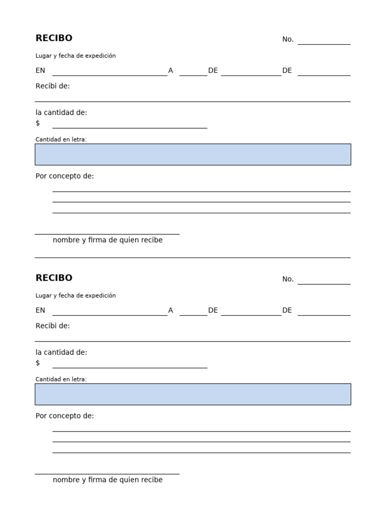 FORMATO DE Recibo | PDF