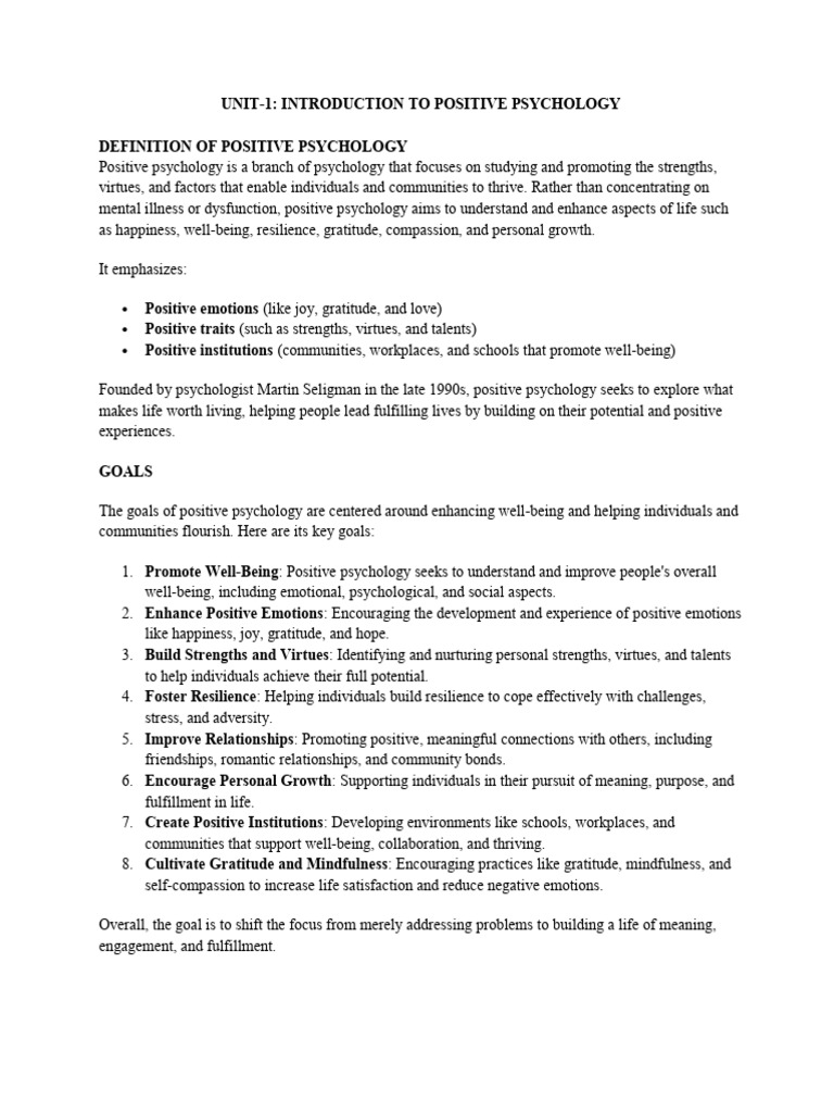 Introduction to Positive Psychology | PDF | Clinical Psychology ...
