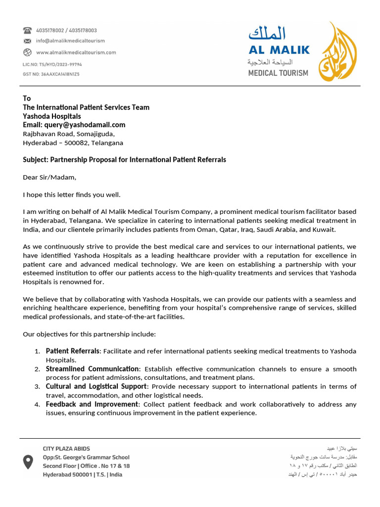 Partnership Proposal for Patient Referrals | PDF | Health Care | Hospital