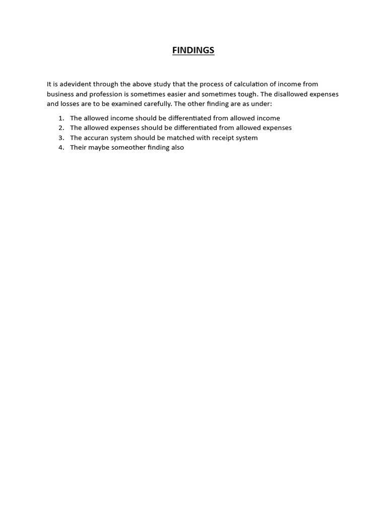 Income Calculation Study Findings | PDF