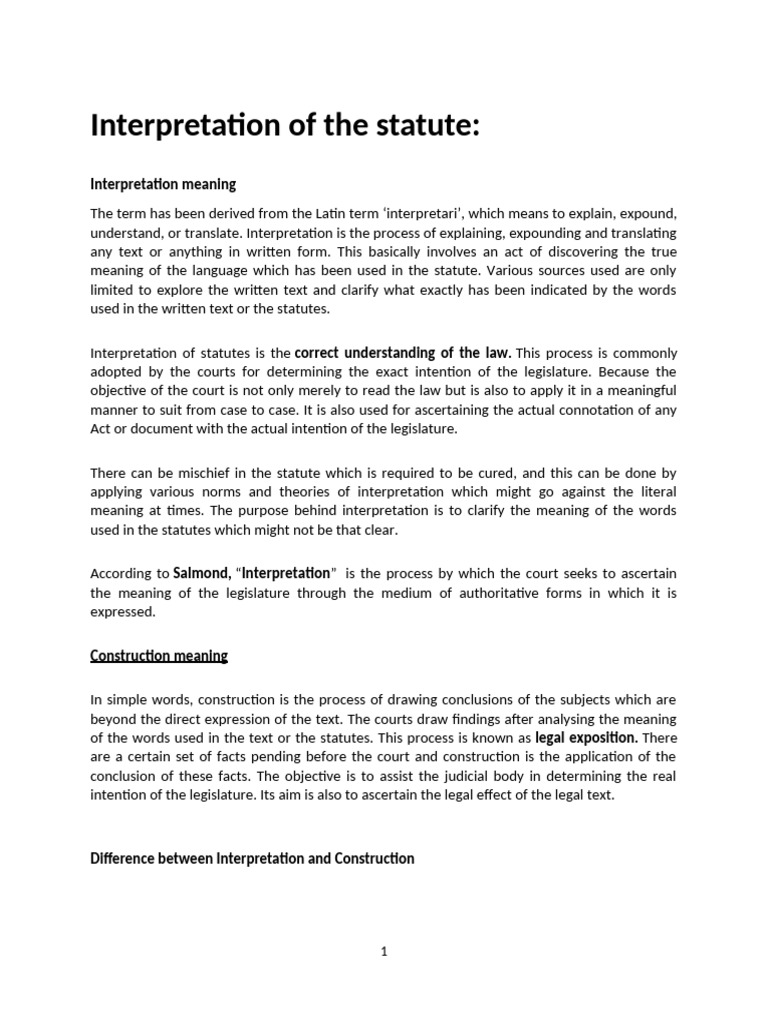 Interpretation notes | PDF | Statutory Interpretation | Linguistics