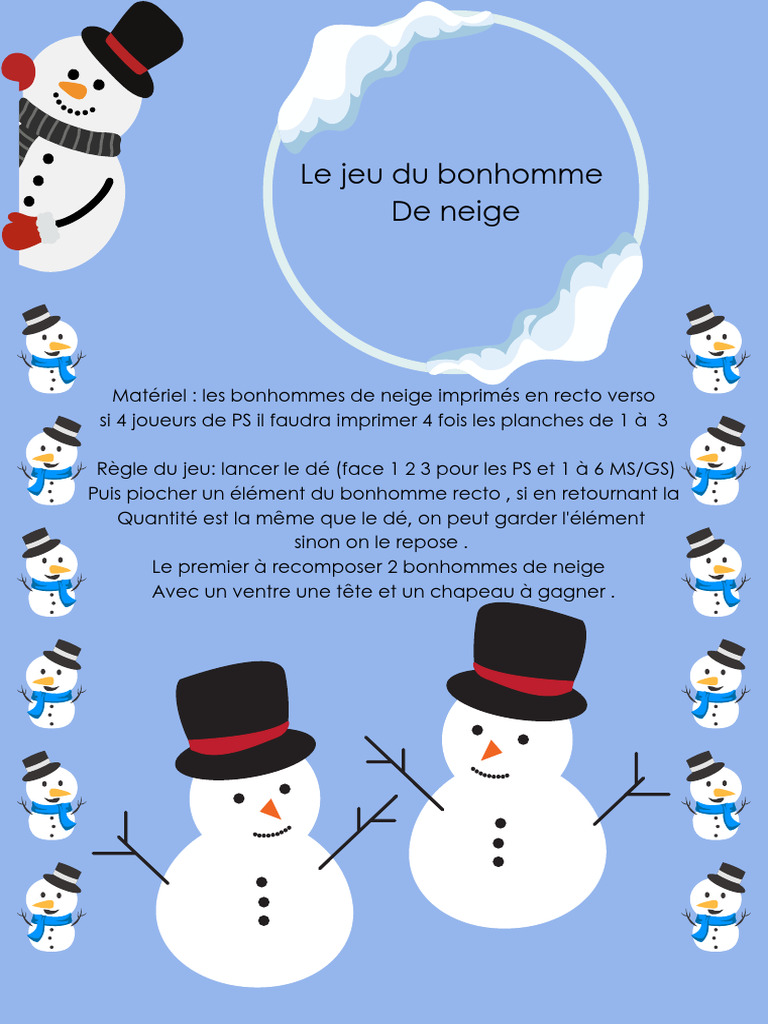 Jeu des bonhommes de neige à imprimer | PDF