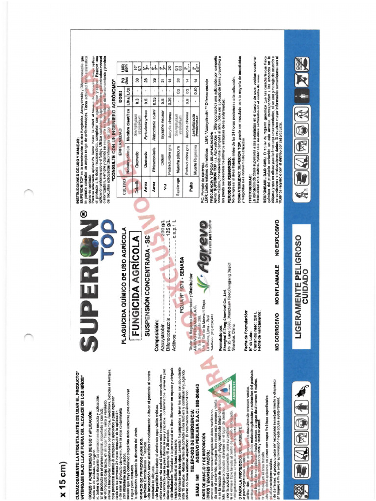 01 SUPERION TOP (Azoxystrobin 20% + Difenoconazole 12,5% EC) | PDF