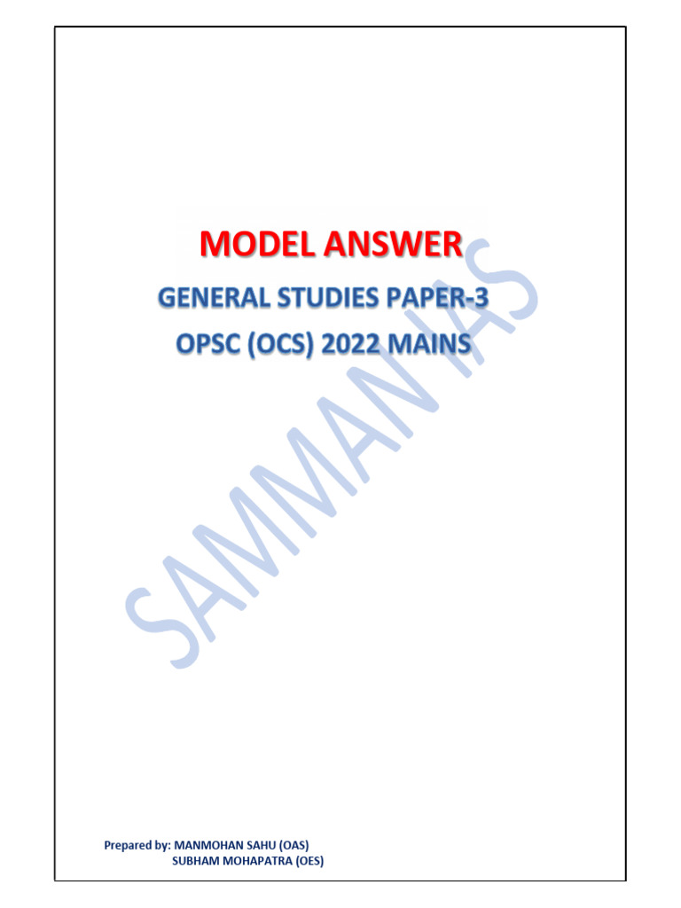 Model Answer For GS Paper-3 (2022 OPSC OCS Mains) | PDF | Greenhouse Gas | Computer Security