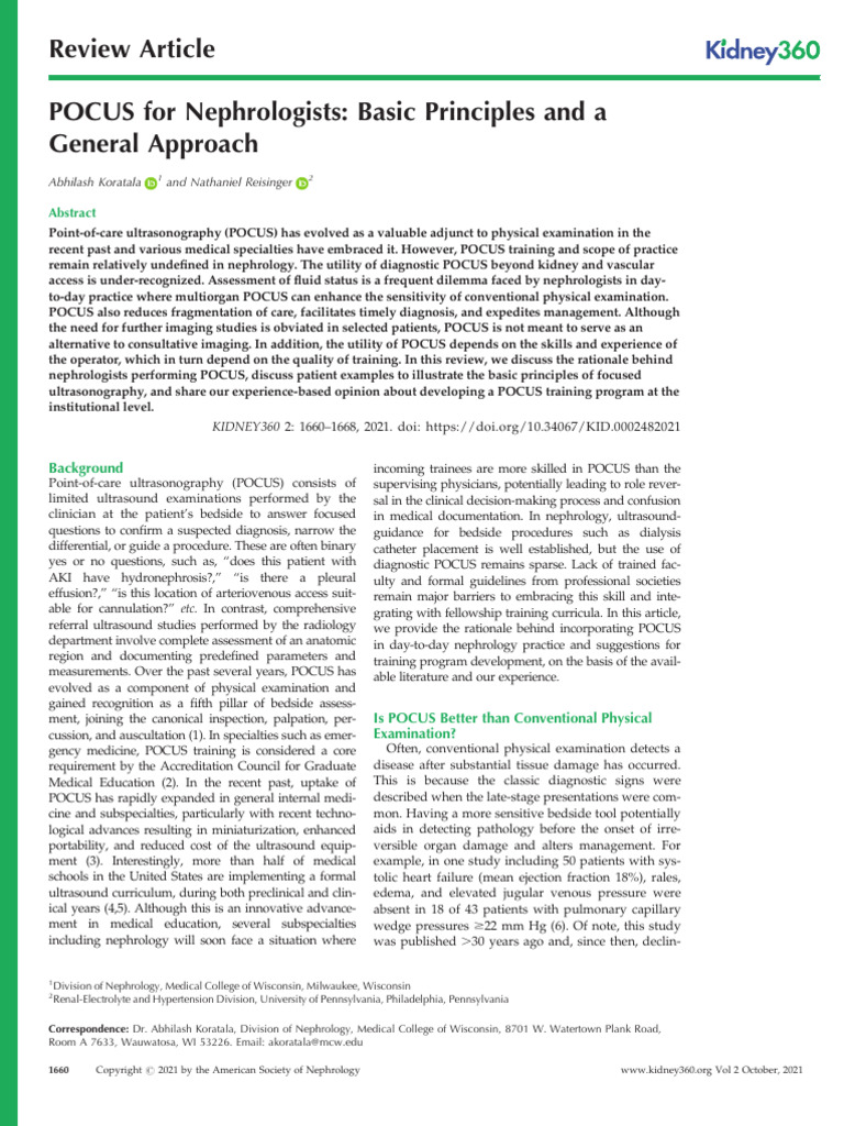 Pocus For Nephrologists Basic Principles and A.17 | PDF | Medical ...