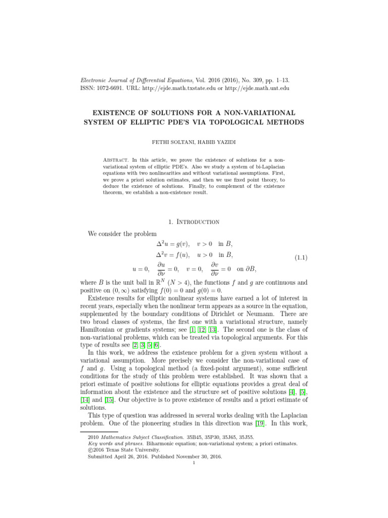 Existence of Solutions For A Non-Variational Syste | PDF | Partial Differential Equation ...