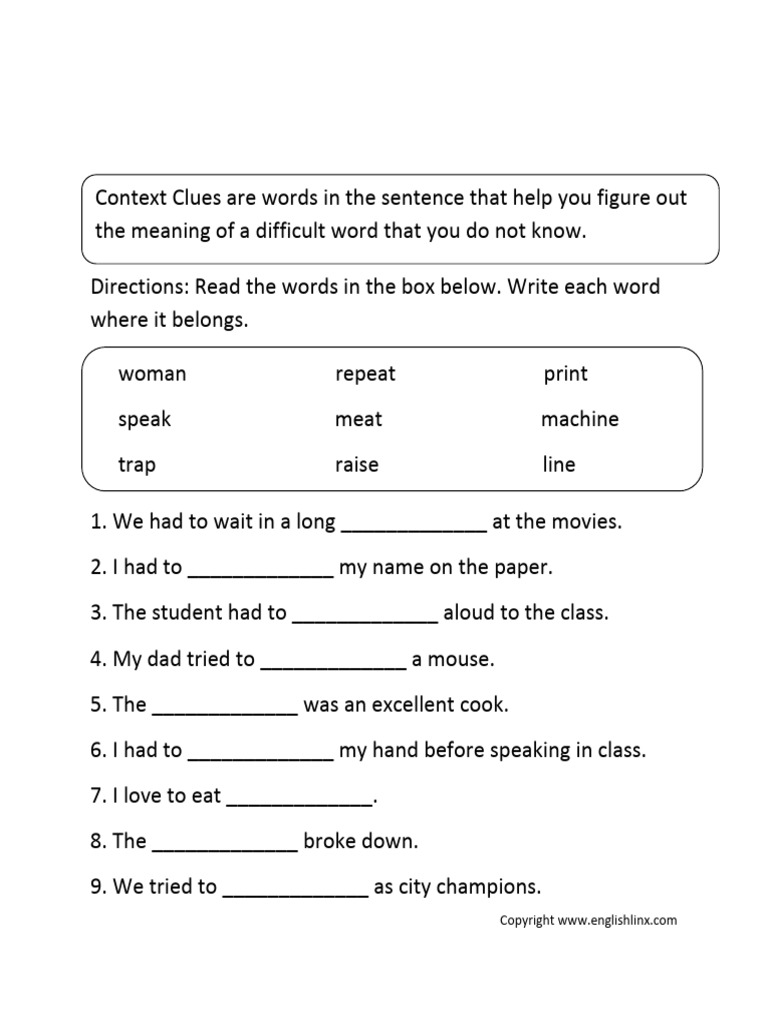 Context Clues Writing P 2 Beginner | PDF