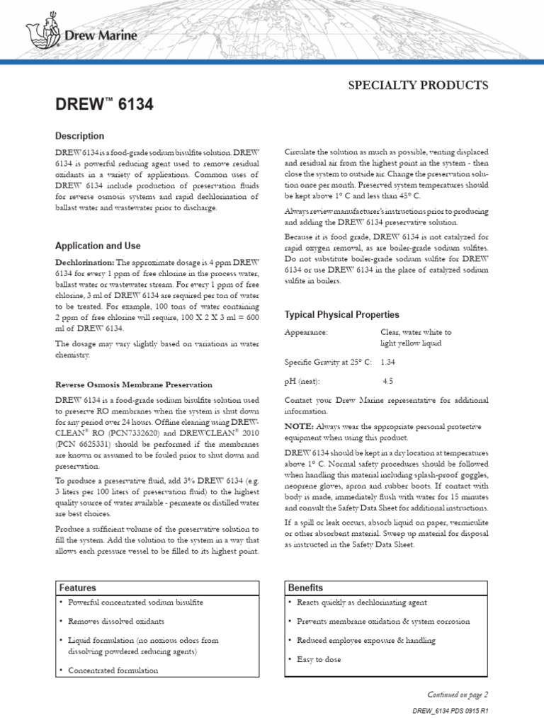 DREW_6134_PDS | PDF | Water | Membrane