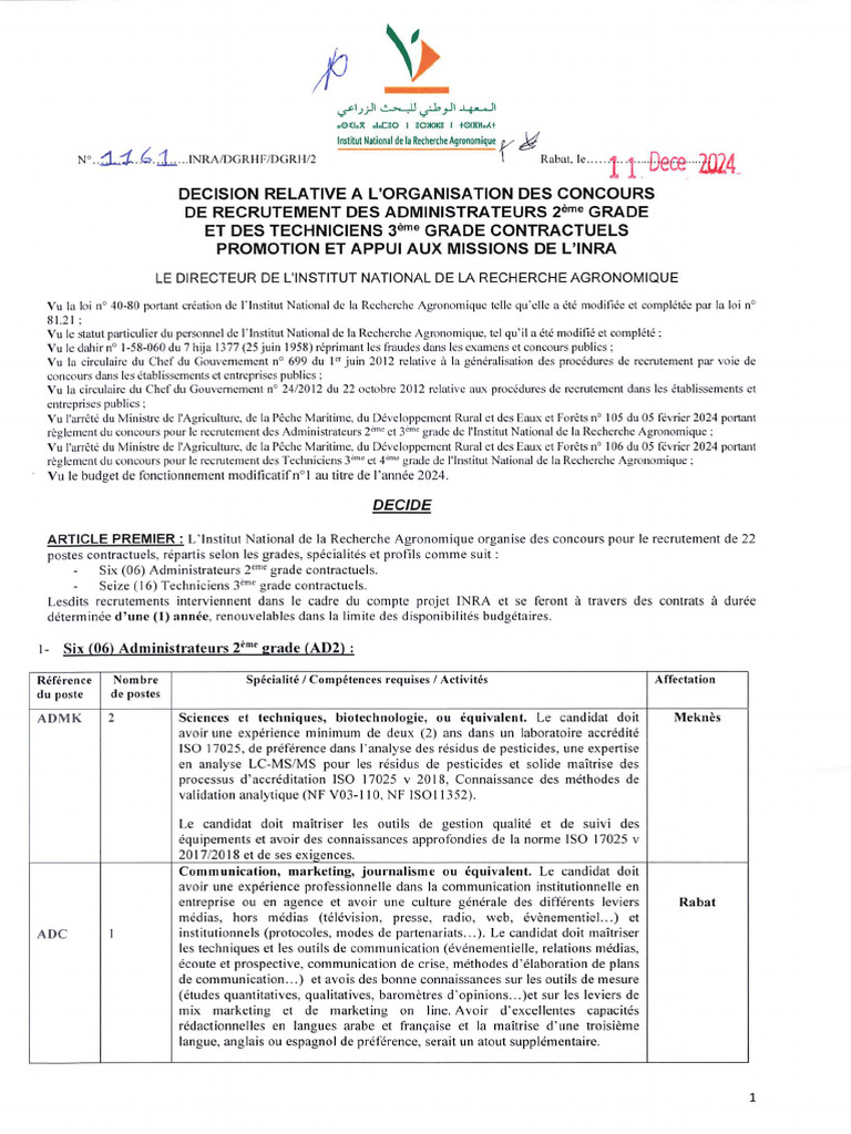 Dcisionrecrutementcontractuels 20242 | PDF
