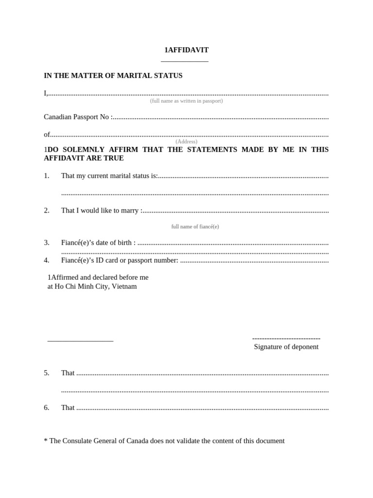 Affidavit - Marital Status | PDF | Affidavit | Access Control