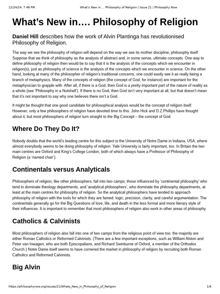 What’s New in…. Philosophy of Religion _ Issue 21 _ Philosophy Now ... What’s New in…. Philosophy of Religion _ Issue 21 _ Philosophy Now ...