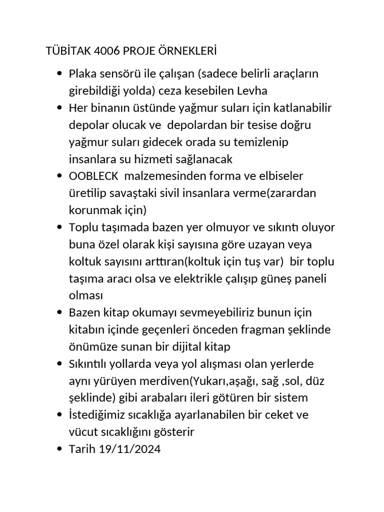 Tübi̇tak 4006 Proje Örnekleri̇ | PDF