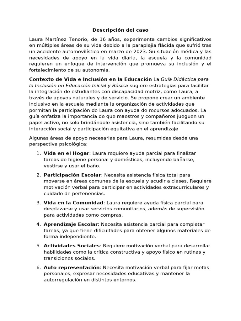 CASO LAURA | PDF | Inclusión (Educación) | Aprendizaje