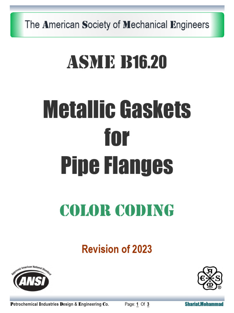 ASME B16.20 - Gasket Color Coding and Abbreviation | PDF | Titanium | Materials