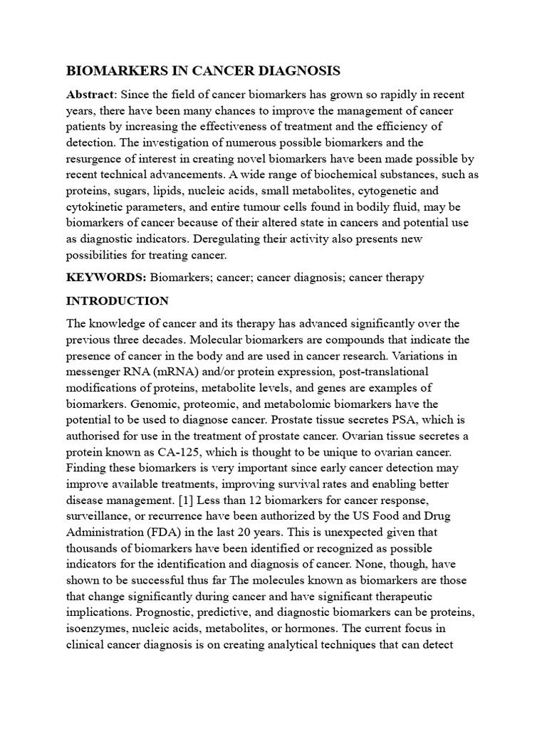 Review Article of Biomarkers | PDF