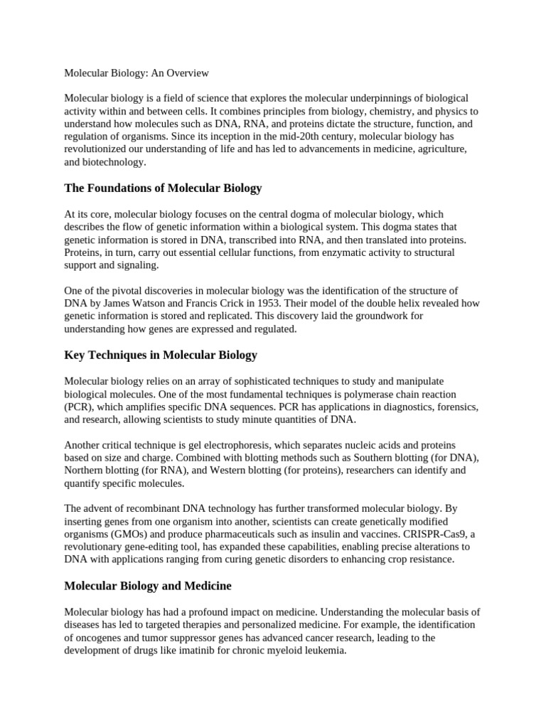 Molecular Biology | PDF | Molecular Biology | Polymerase Chain Reaction