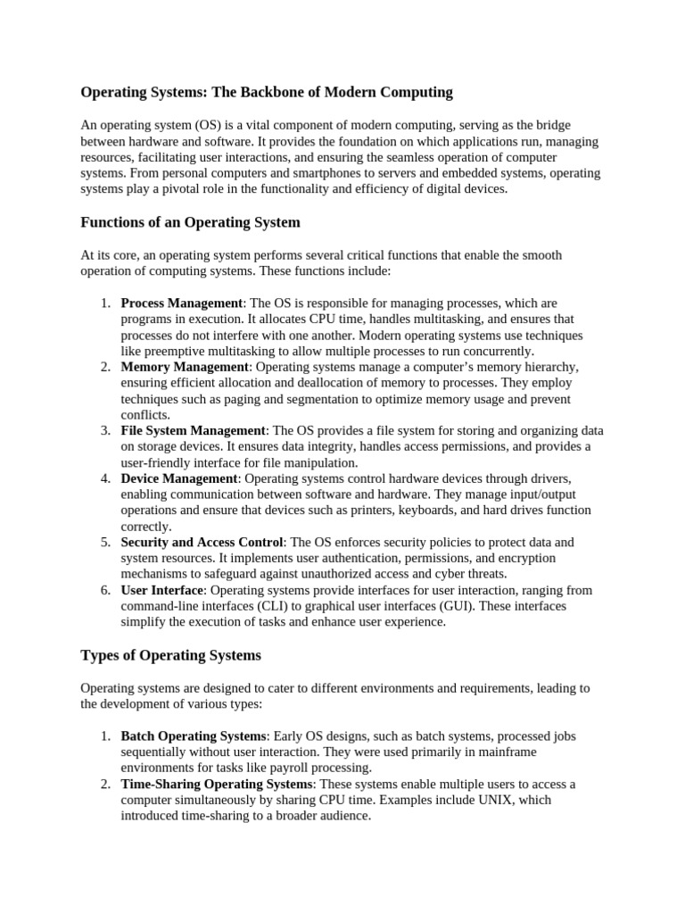 Operating Systems | PDF | Operating System | Process (Computing) Operating Systems | PDF | Operating System | Process (Computing)