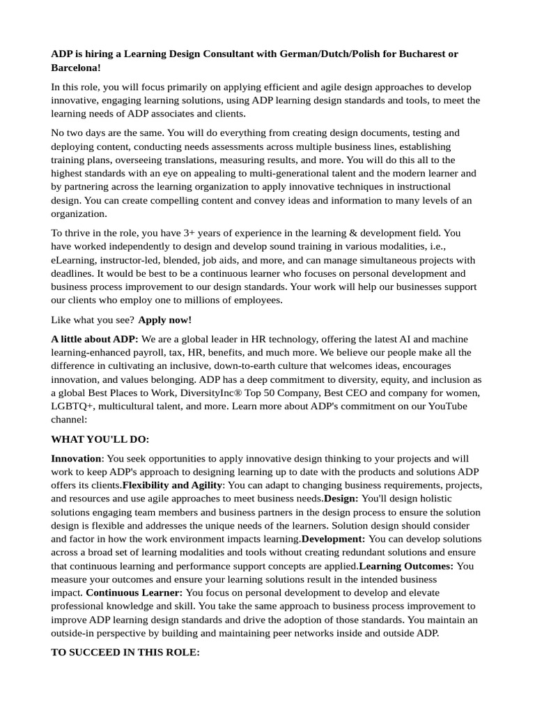 Learning Design Consultant | PDF | Instructional Design | Learning