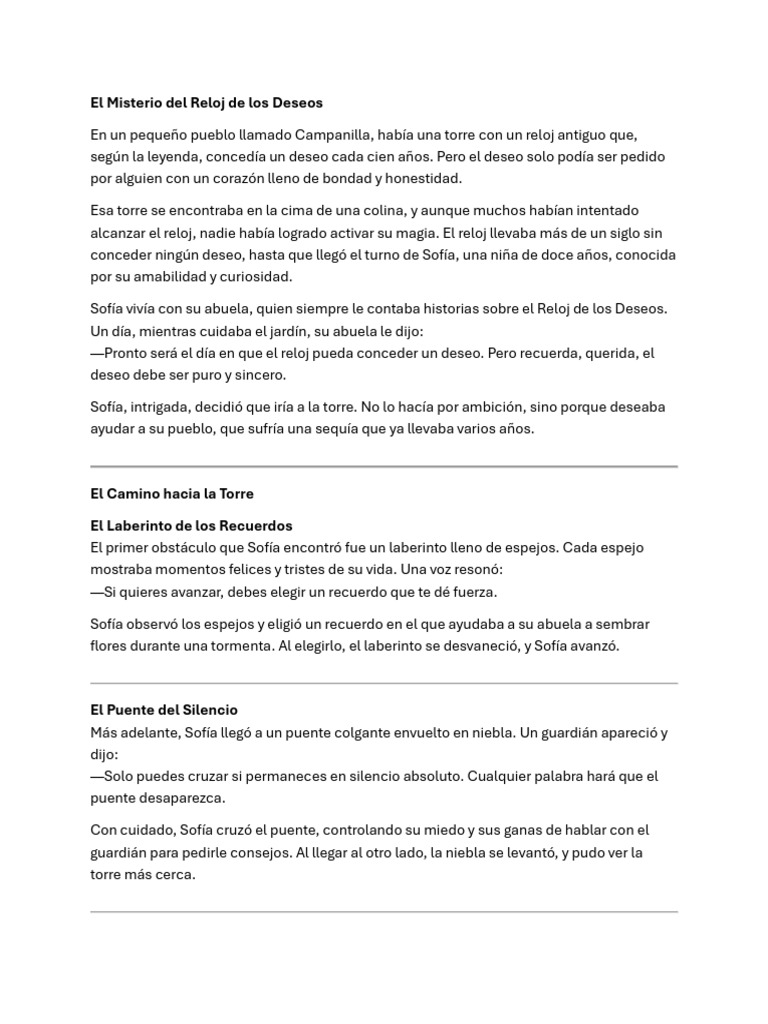 Tarea El Misterio Del Reloj de Los Deseos | PDF