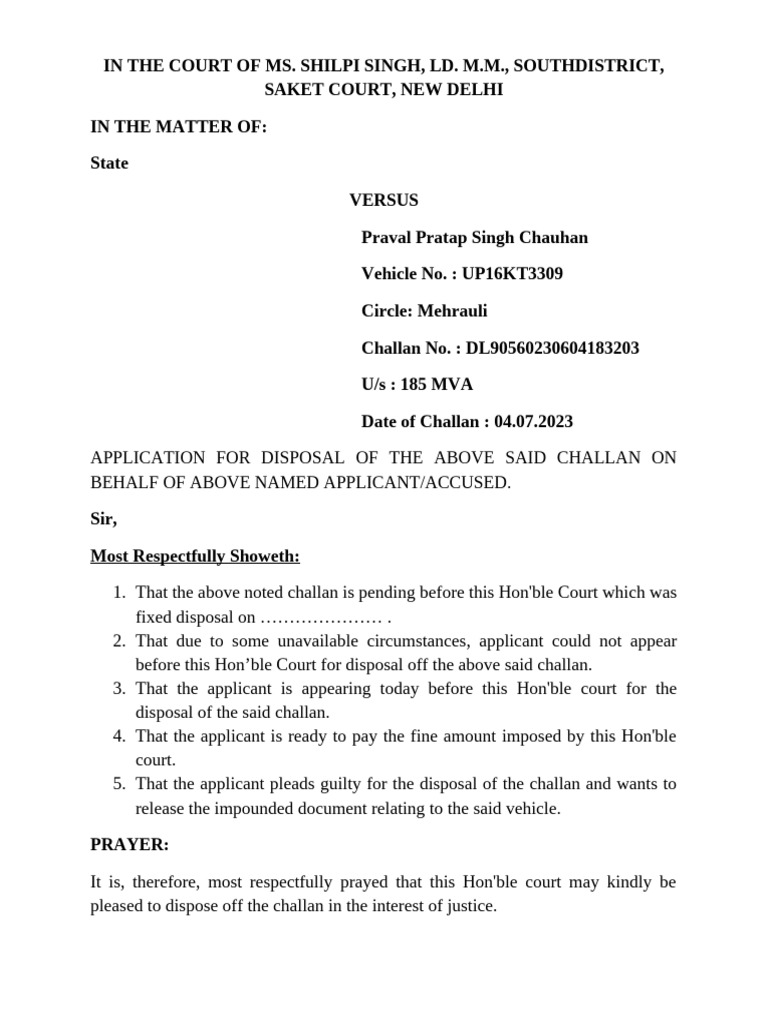 Challan Disposal Application | PDF
