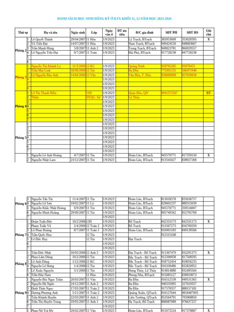 DS KTX K1211j23 2024 MỚI NHẤT | PDF