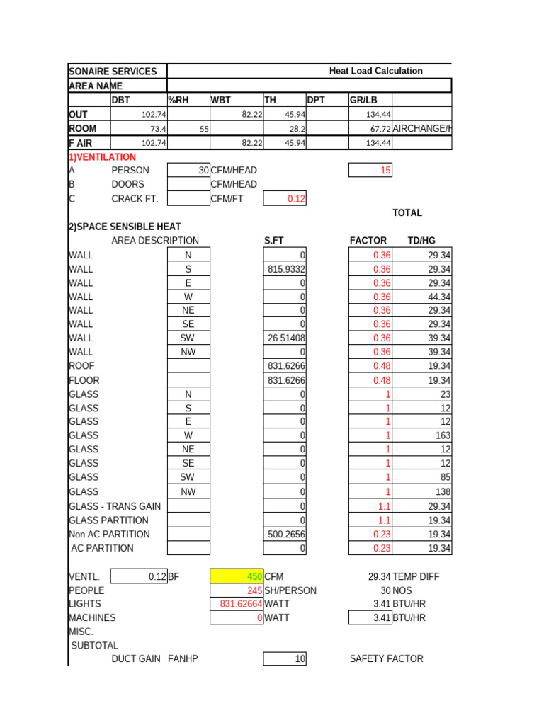 1.Universal Heat Load Calculation Sheet_1 | PDF | Home Appliance | Home