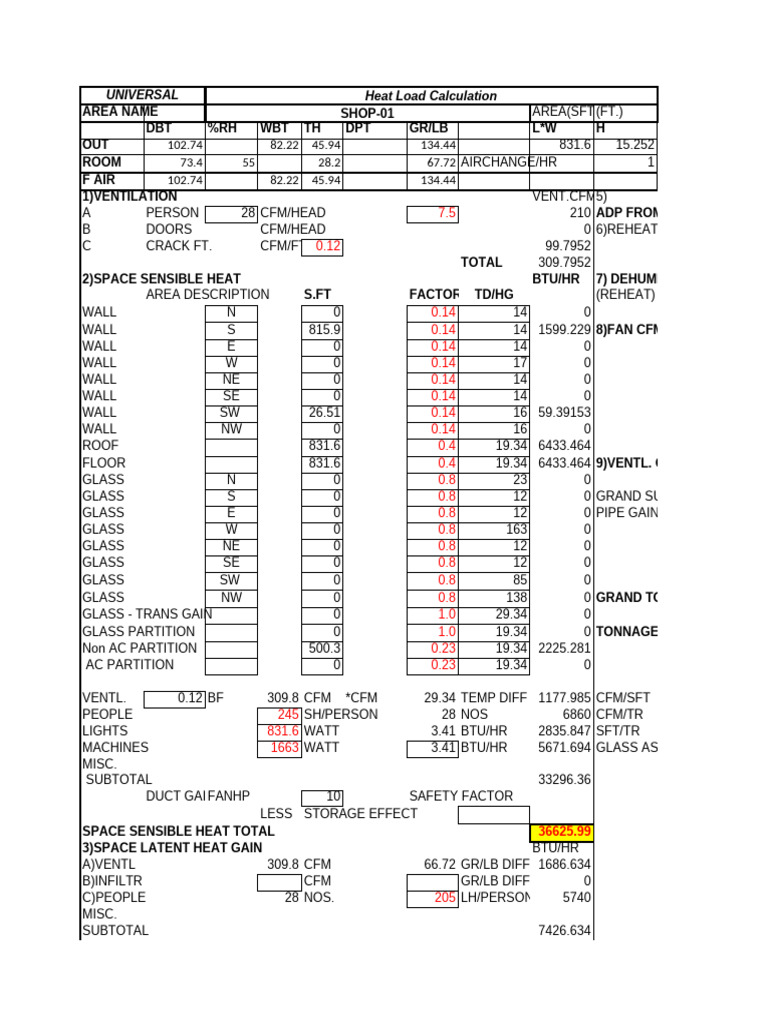 Alcove Tribeni Mall Heat Load Sheet - 1 | PDF | Ventilation ...