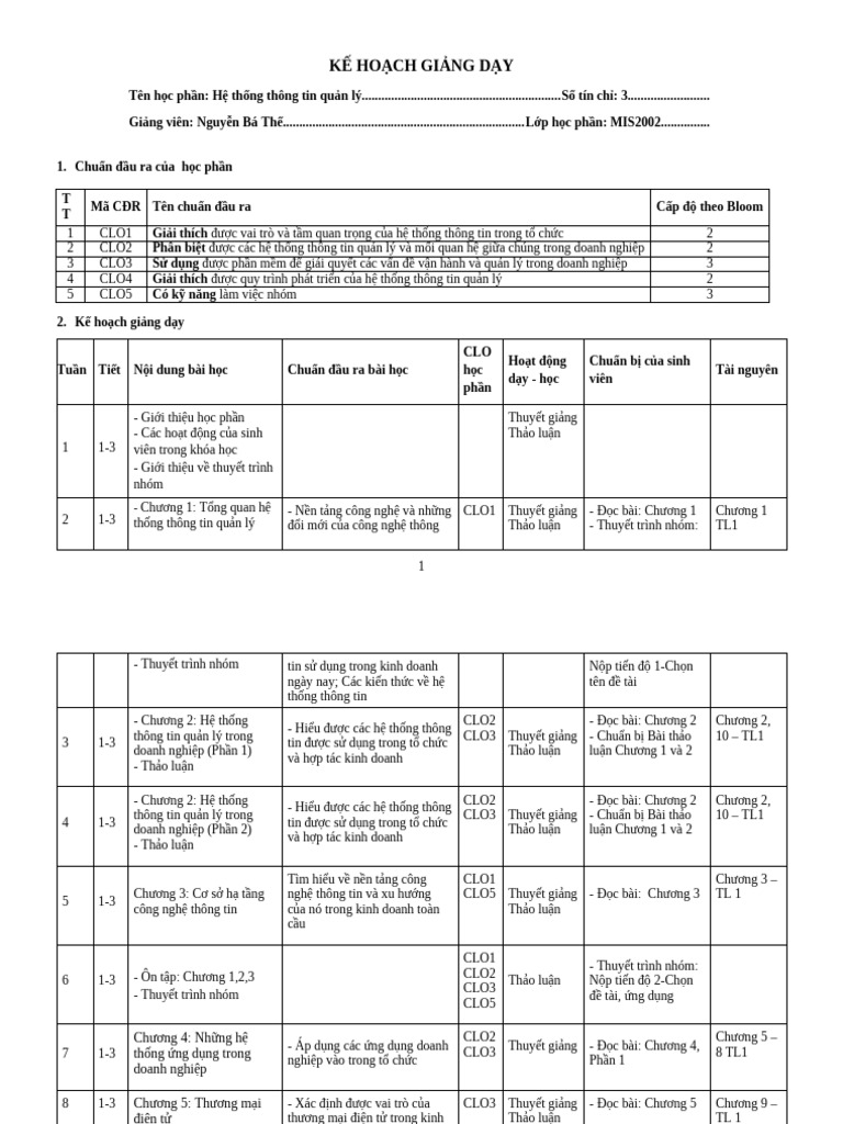 Ke Hoach Giang Day - Lesson Plan | PDF