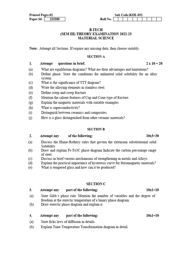 Material Science-KOE032 | PDF | Creep (Deformation) | Ferromagnetism
