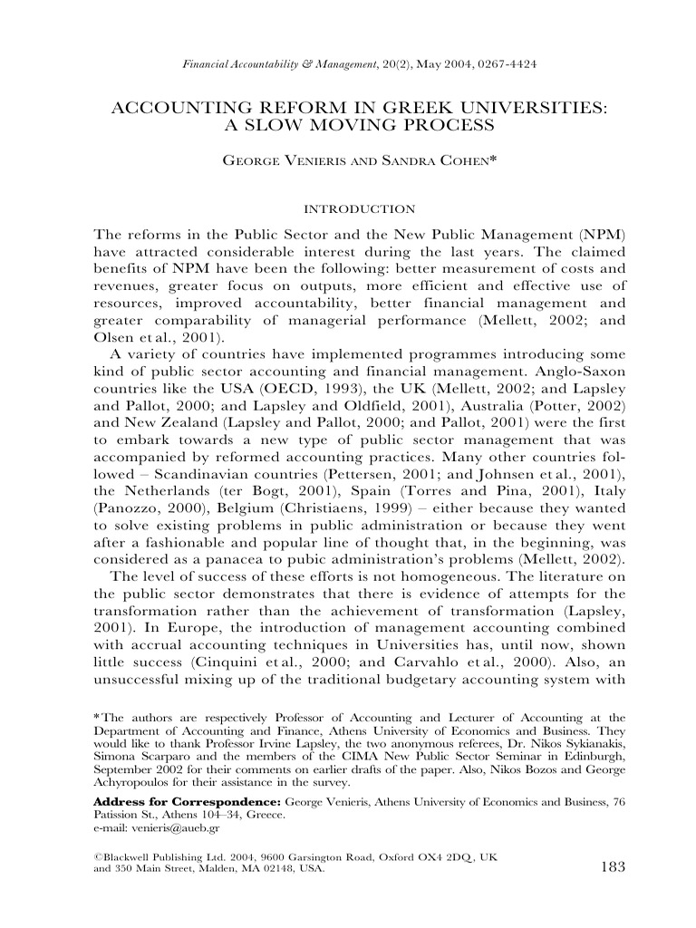 Accounting Reform in Greek Universities A Slow Moving Process | PDF ...