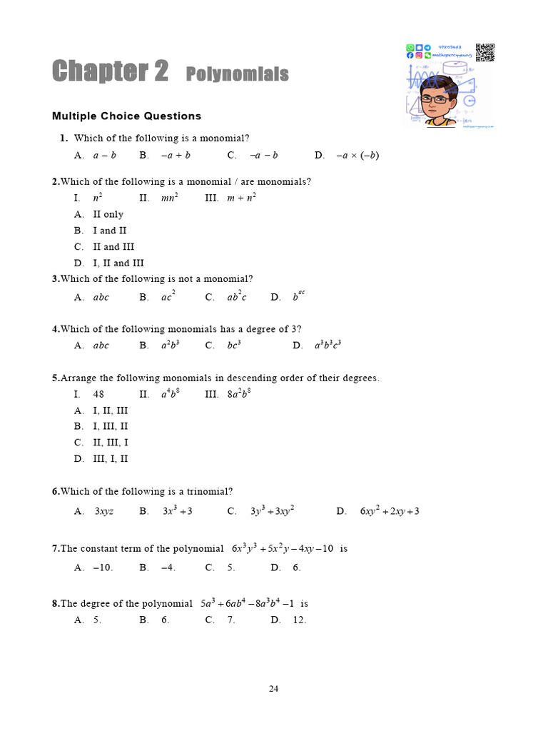 s2 CH 2 Polynomials Q | PDF | Polynomial | Mathematics