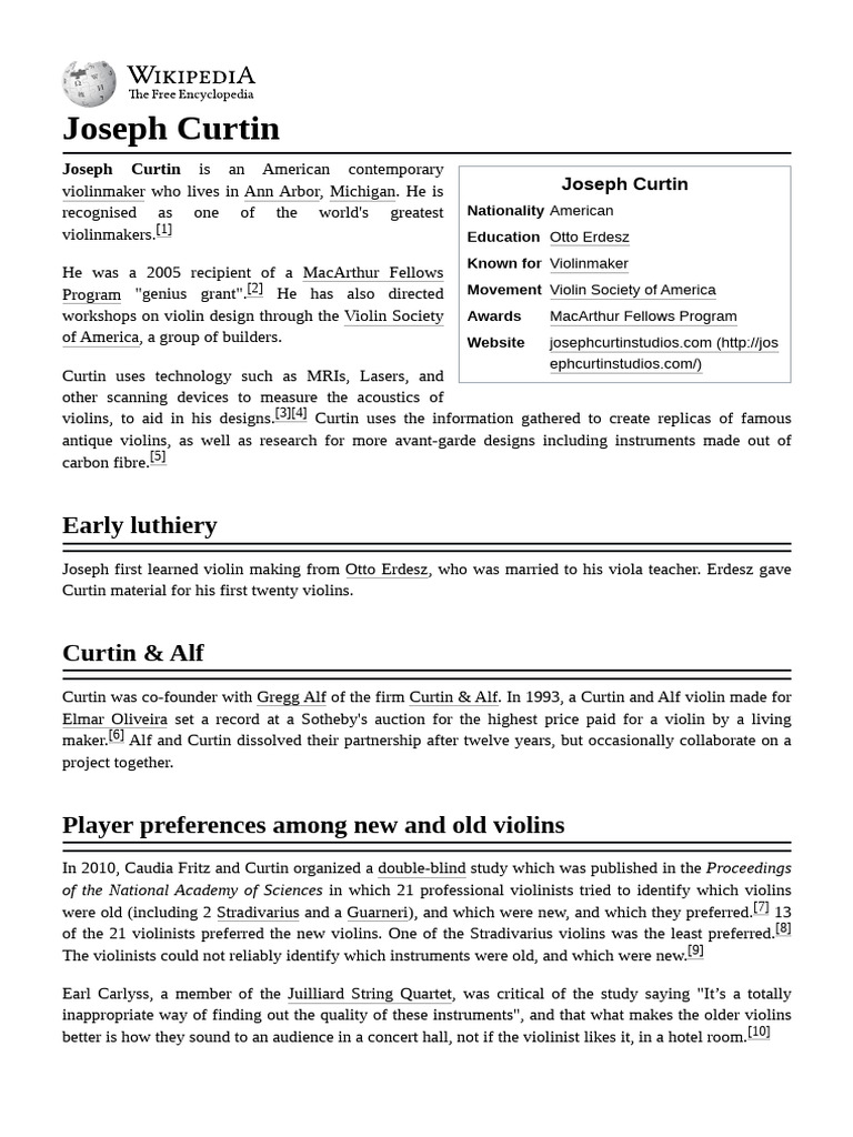 Joseph_Curtin | PDF | Violin | Musical Instruments