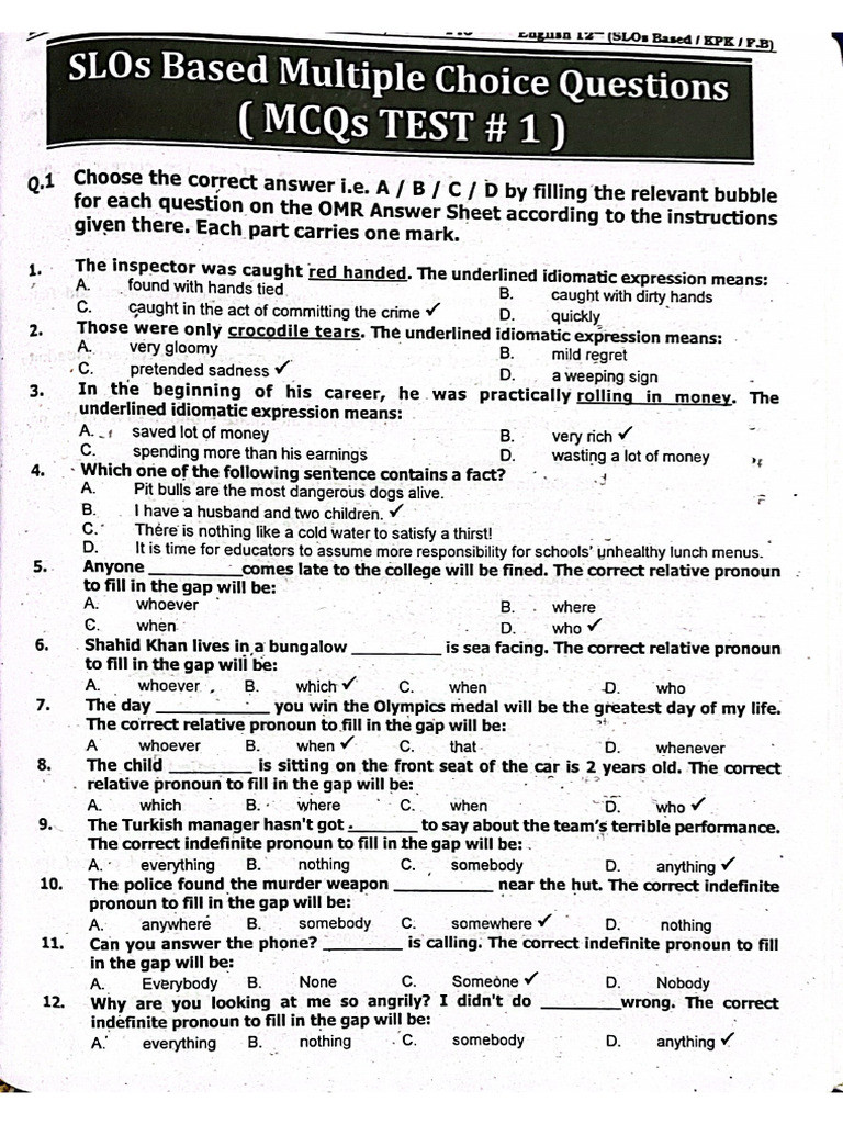 English Mcqs | PDF