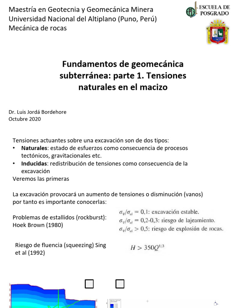 Leccion 2 Tensiones en El Macizo Rocoso (Parte 1) | PDF | Estrés (Mecánica) | Elasticidad (Física)
