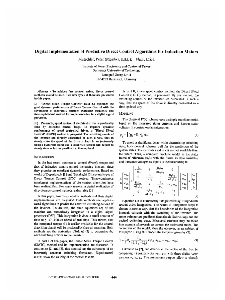 Digital implementation of predictive direct control algorithms for ...