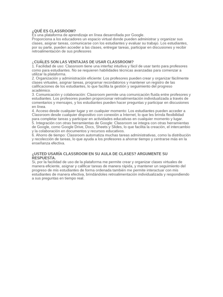 Funciones y ventajas de Classroom | PDF