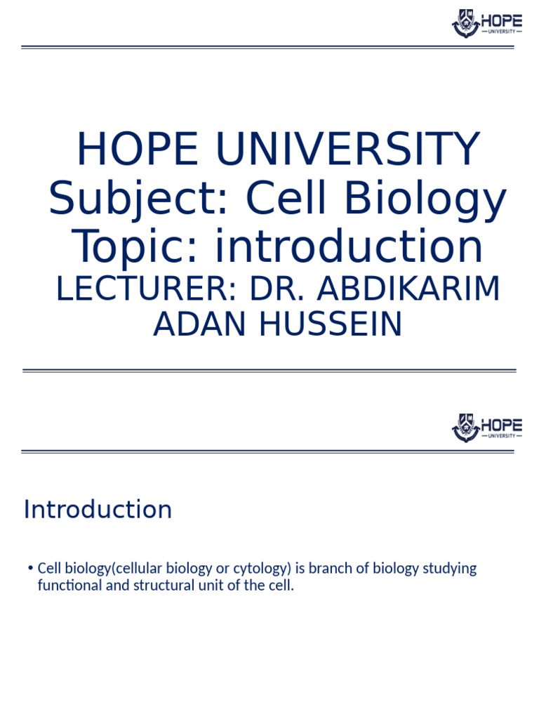 Introduction to Cell Biology | PDF | Cell (Biology) | Cell Membrane