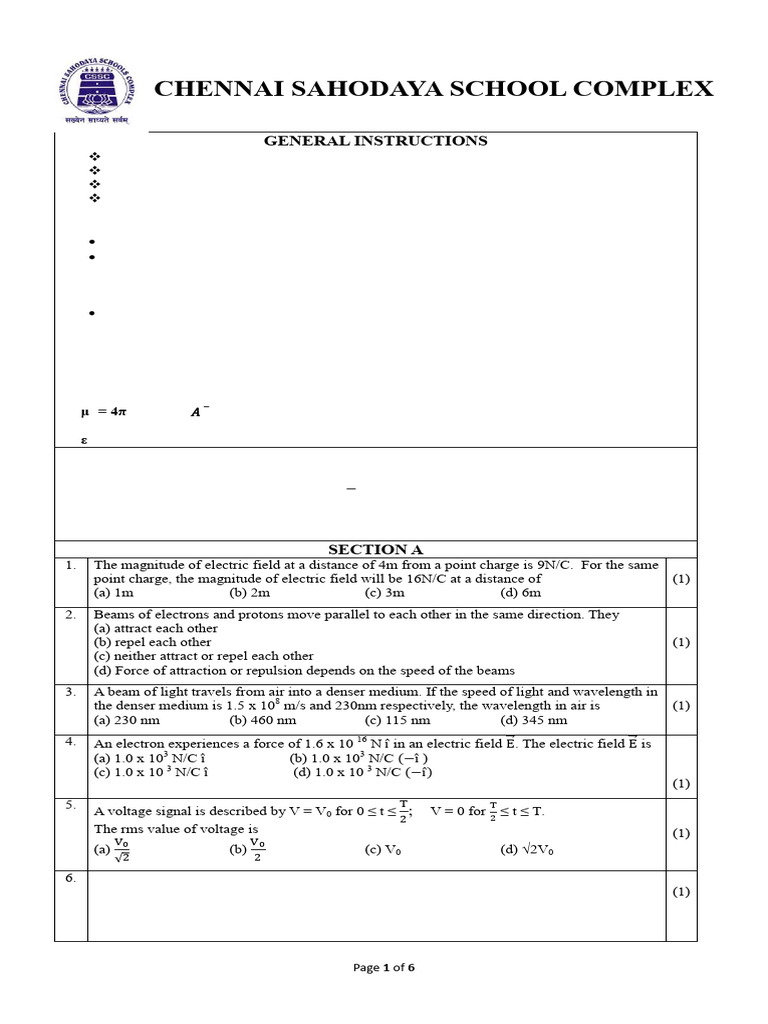 QP Physics 12 Common Exam Set 1 | PDF | Photoelectric Effect | Electron