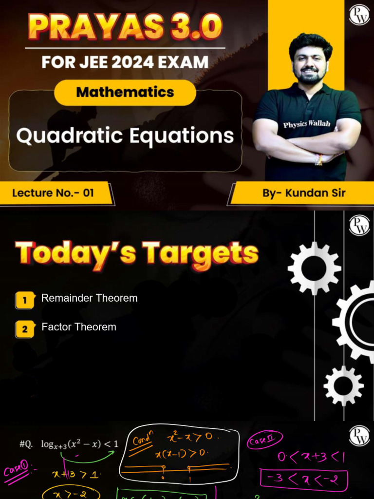 Quadratic Equations 01 Class Notes Prayas JEE 3.0 2024 | PDF Quadratic Equations 01 Class Notes Prayas JEE 3.0 2024 | PDF