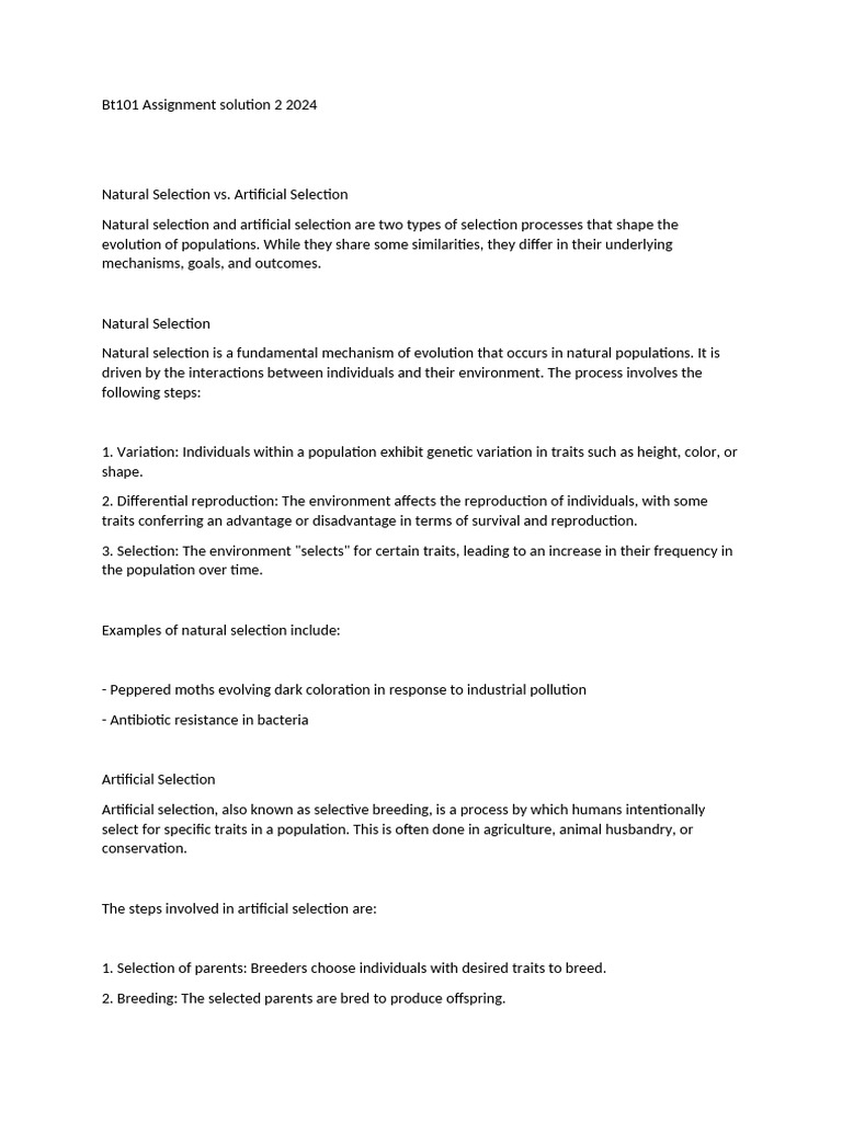 Natural vs. Artificial Selection Explained | PDF | Natural Selection ...