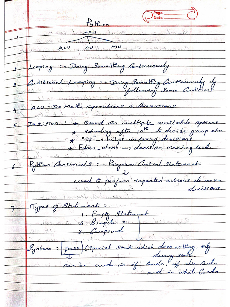 Python Chapter 5 Notes | PDF