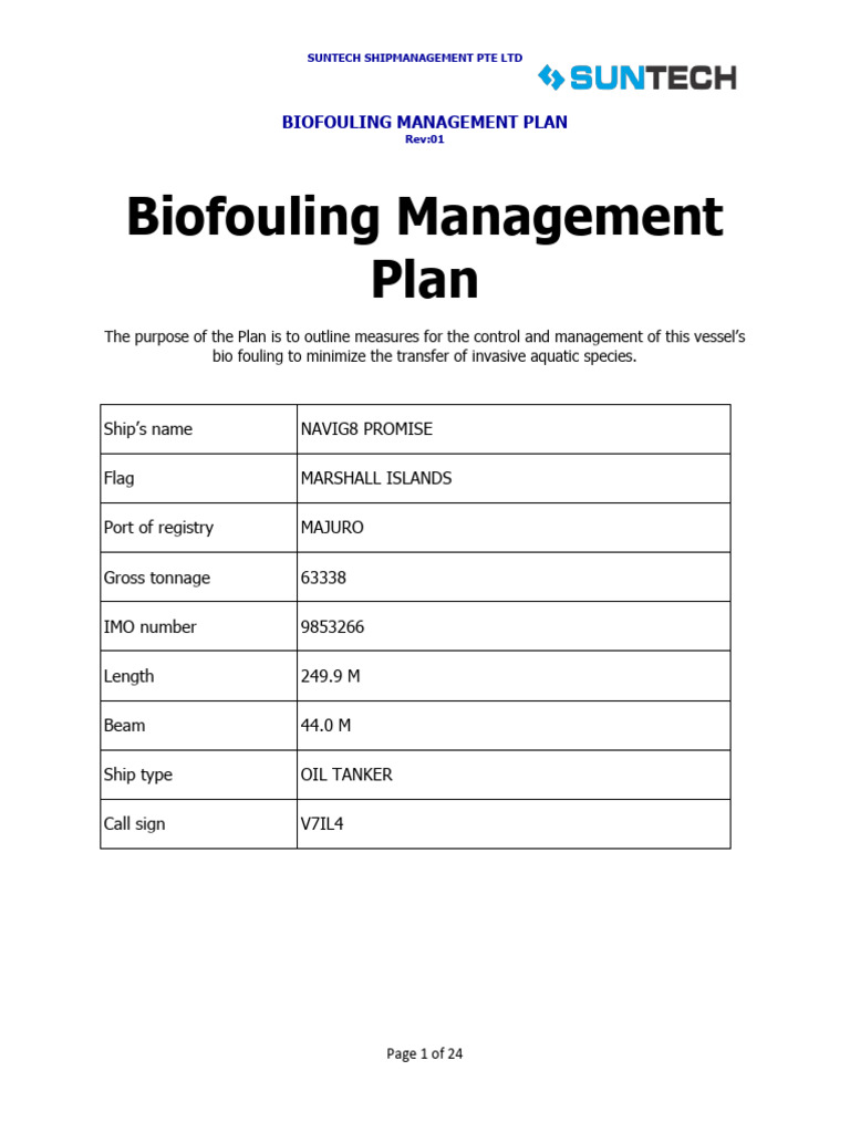 Biofouling Management Plan | PDF | Watercraft | Shipping